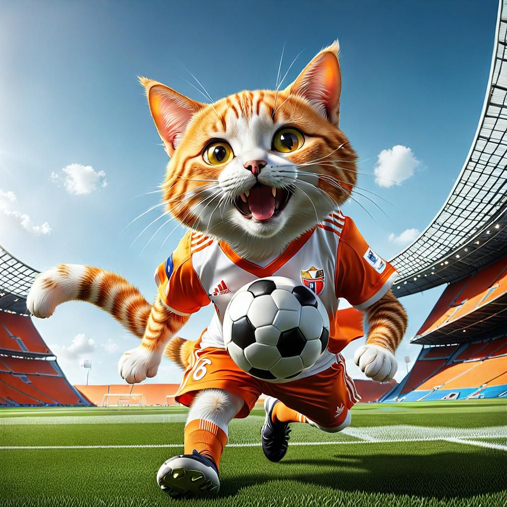 Cat playing Soccer - AI Generated Artwork - NightCafe Creator