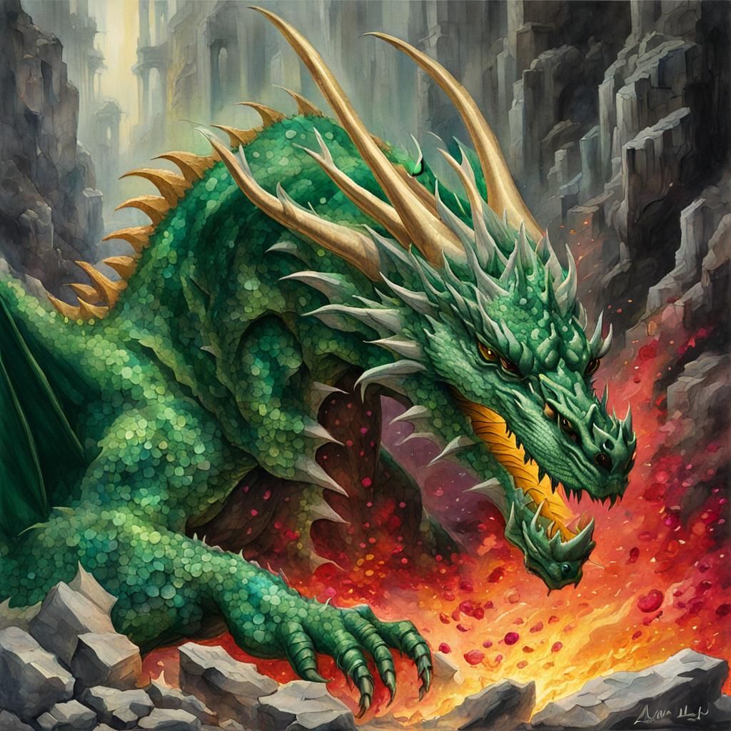 A furious green crystal dragon - AI Generated Artwork - NightCafe Creator