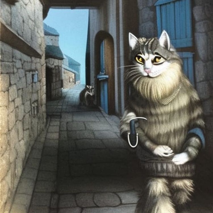 anthropomorphic cat in old town - AI Generated Artwork - NightCafe Creator