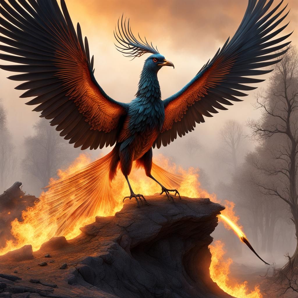 A fire-bird arises from the ash. - AI Generated Artwork - NightCafe Creator