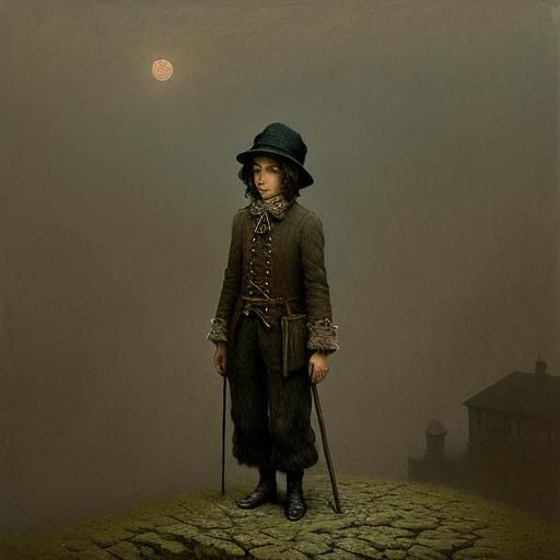 Distorted Gothic Painting of Tiny Tim Cratchit - AI Art