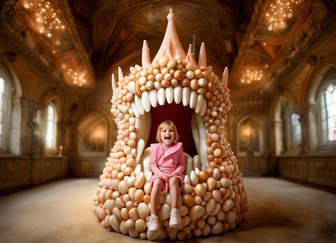 The tooth fairy. In her castle which is made of millions of human teeth ...