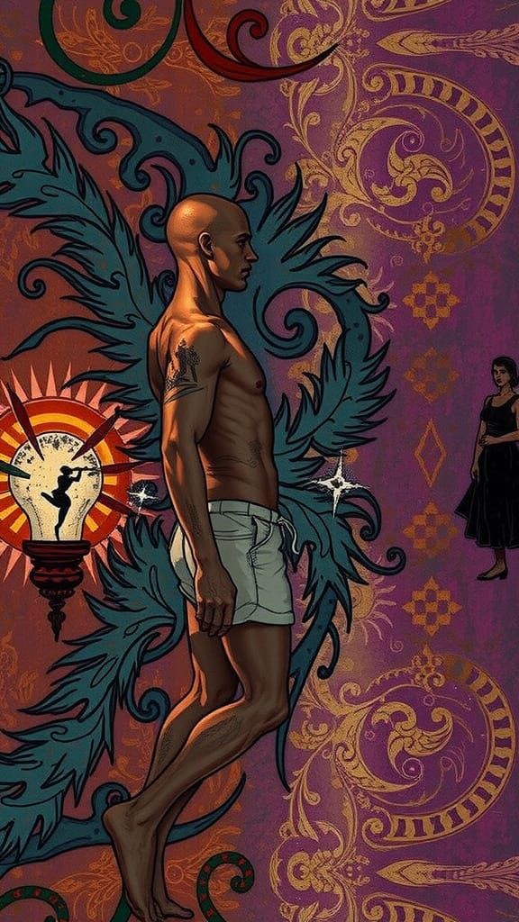 Lean Male Figure in Norman Lindsay-Inspired Art - AI Art