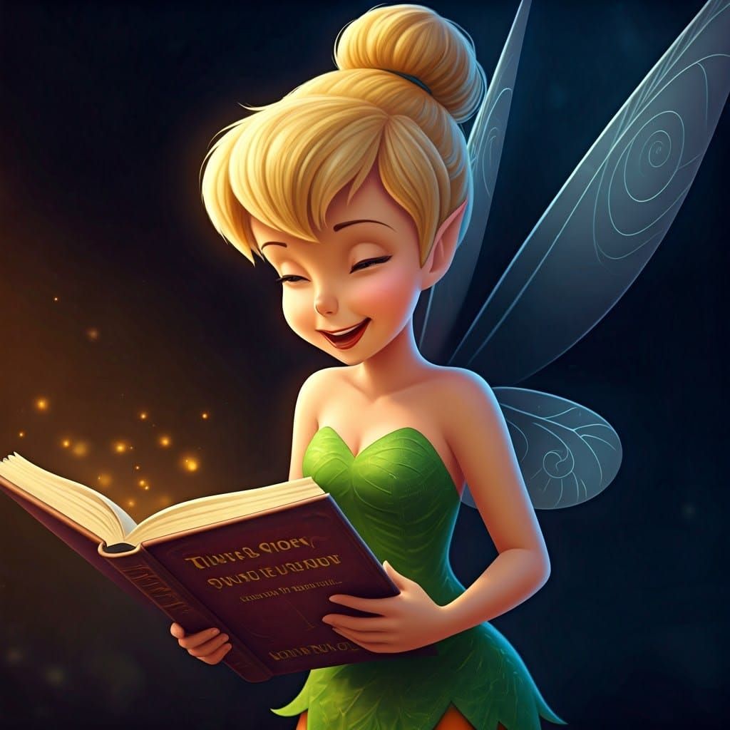 Whimsical Tinkerbell Laughs at Humorous Story in a... - AI Art