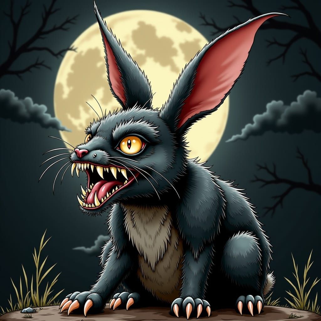 Vampire rabbit - Ethereal Vampire Rabbit with Gothic Whimsy