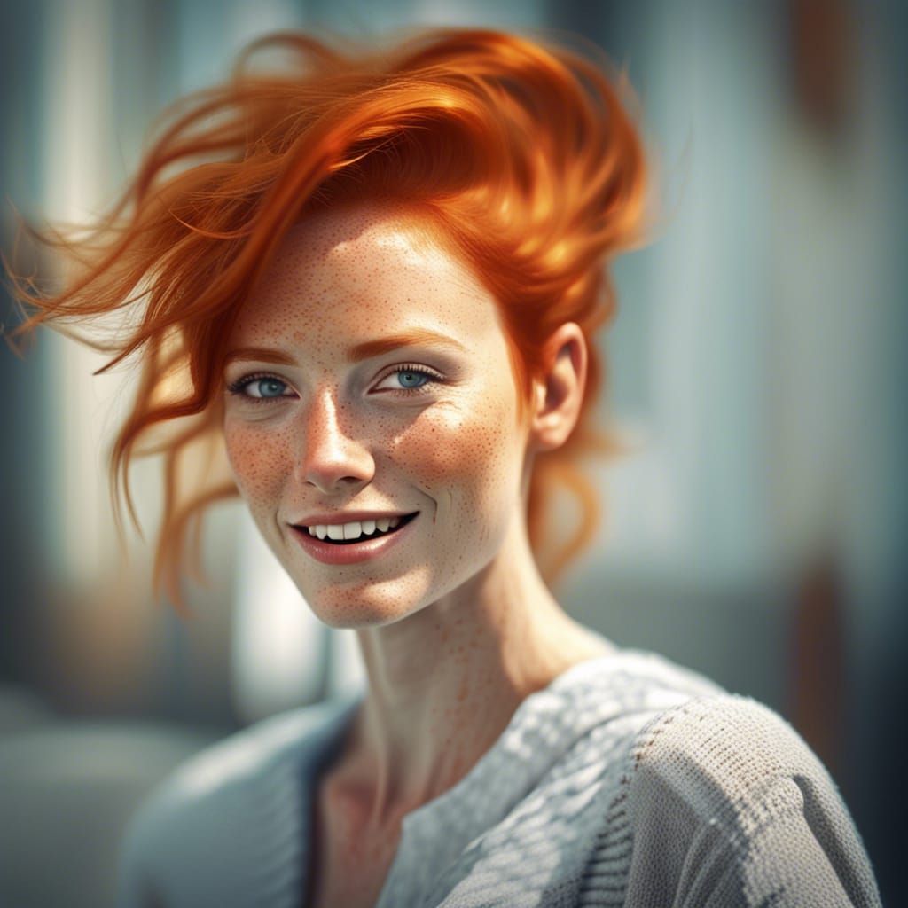 Cheerful hipster redhead - AI Generated Artwork - NightCafe Creator