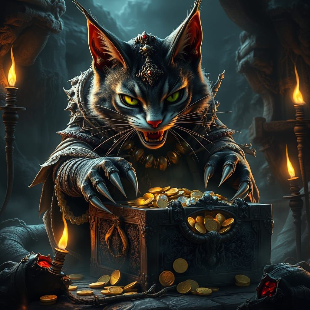 All hail the cat king. - Fierce Feline Guardian of Ancient T...