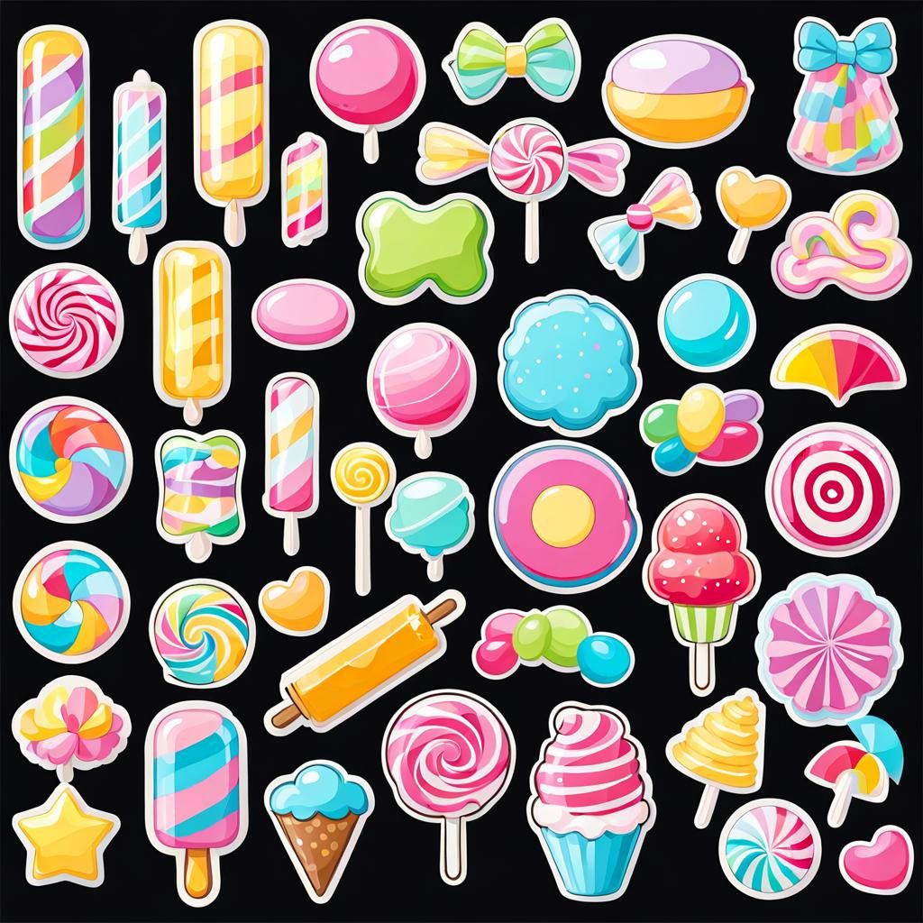 Collection of pastel candy stickers - AI Generated Artwork - NightCafe ...