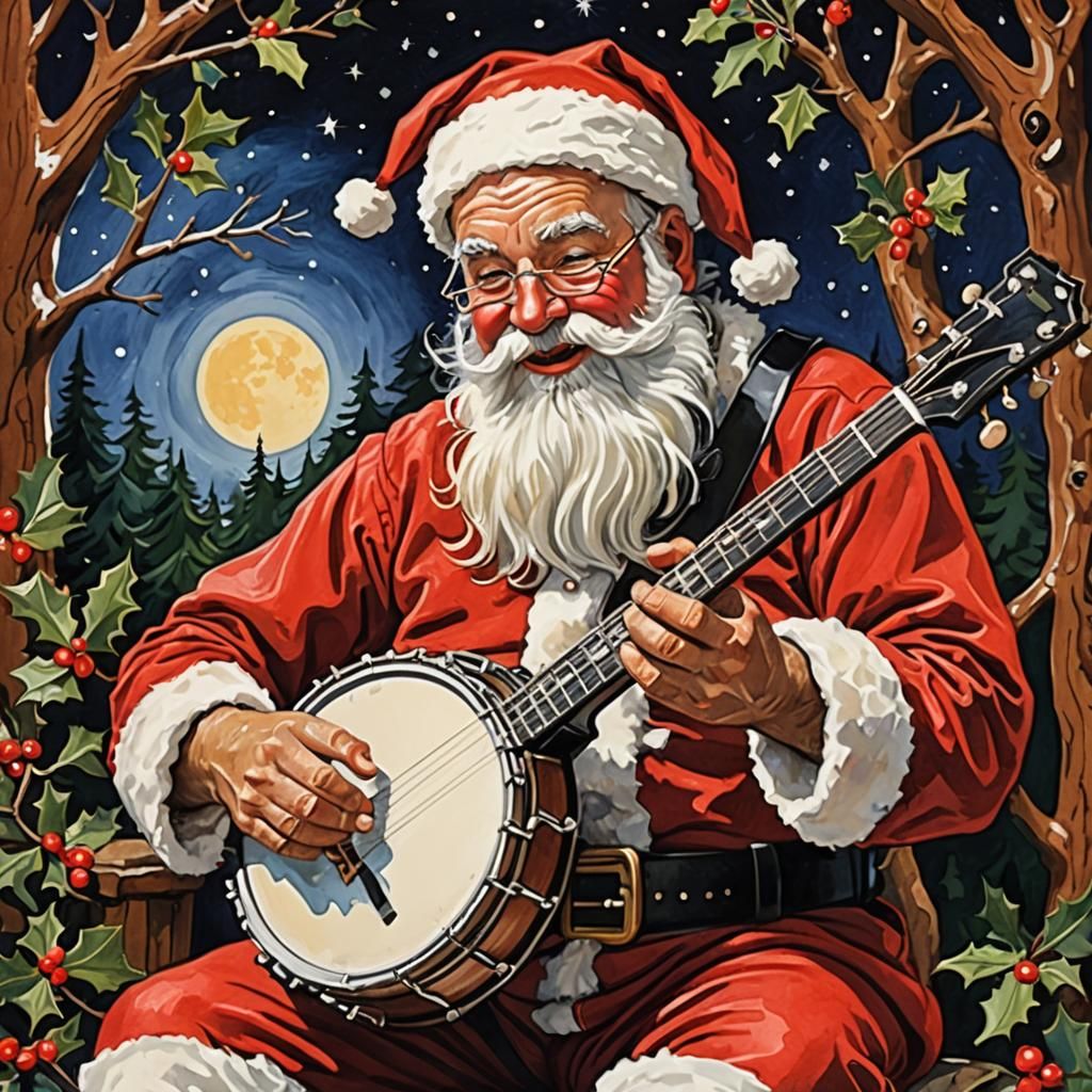Santa Claus playing a banjo - AI Generated Artwork - NightCafe Creator