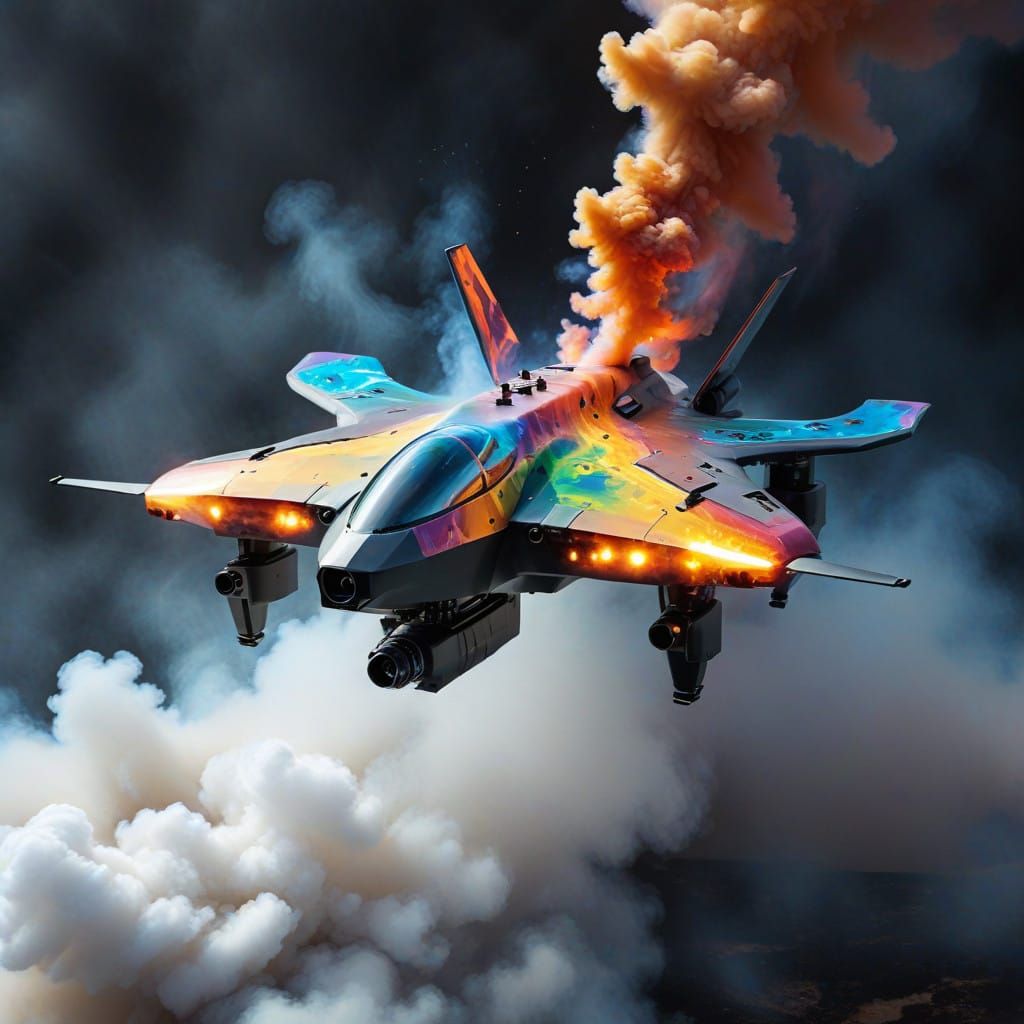 Hypersonic Reconnaissance Drone in Vibrant Smoke A... - AI Art