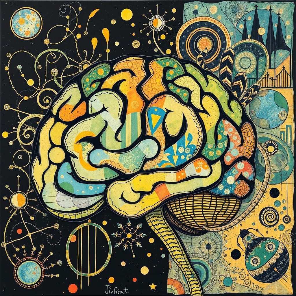 brain. art Brut Tim Burton gouache Splash art mixed media filigree ...