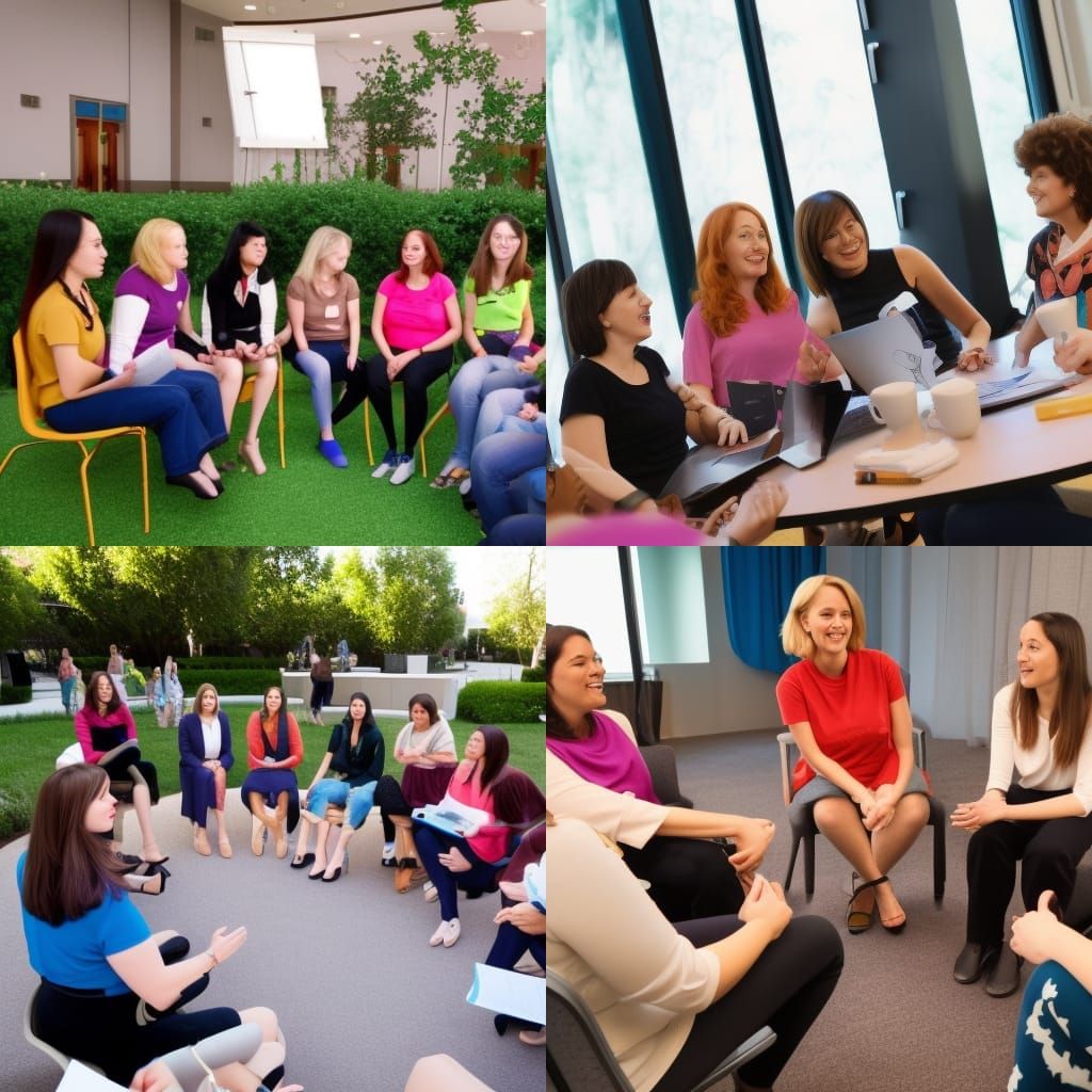 pixar-style group of female life coach group coaching session - AI ...