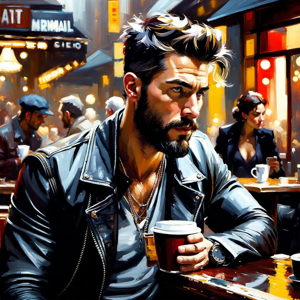 Man in Coffee Shop - AI Generated Artwork - NightCafe Creator