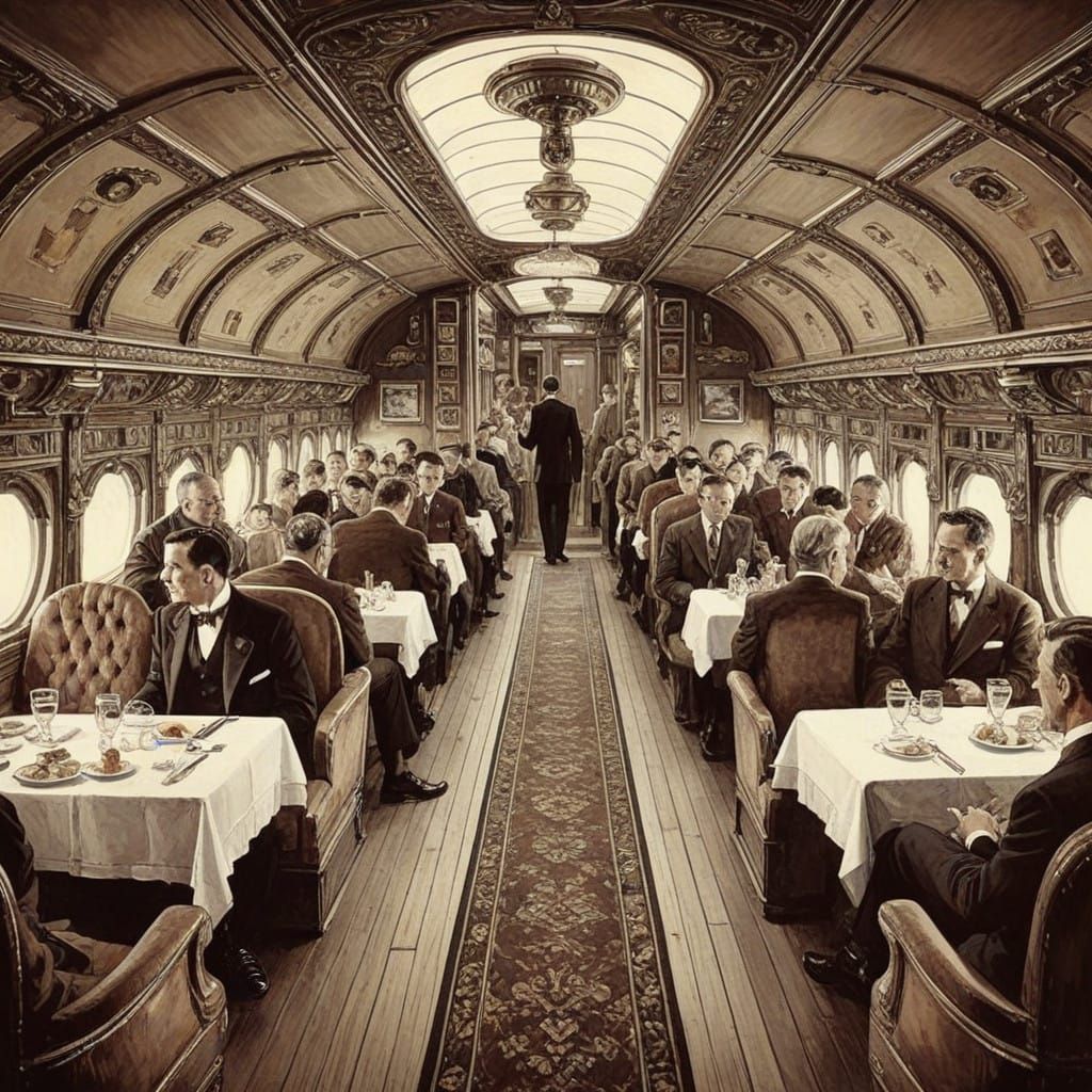 Vintage Aviation Luxury: 1930s Diner Airliner Inte... - AI Art