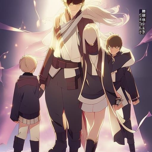 father sons and daughters in a family bonding moment by artist "anime ...