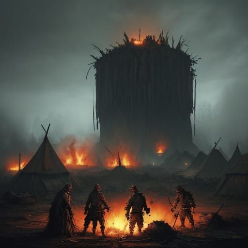 Gritty Post-Apocalyptic Flesh Raider War Camps on ... - AI Art