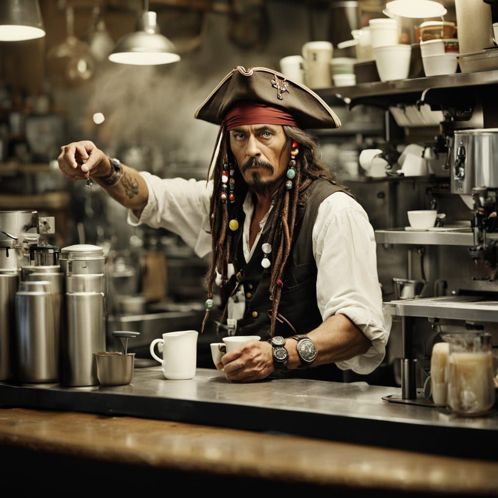 The new barista seems a bit weird - Jack Sparrow as Barista ...