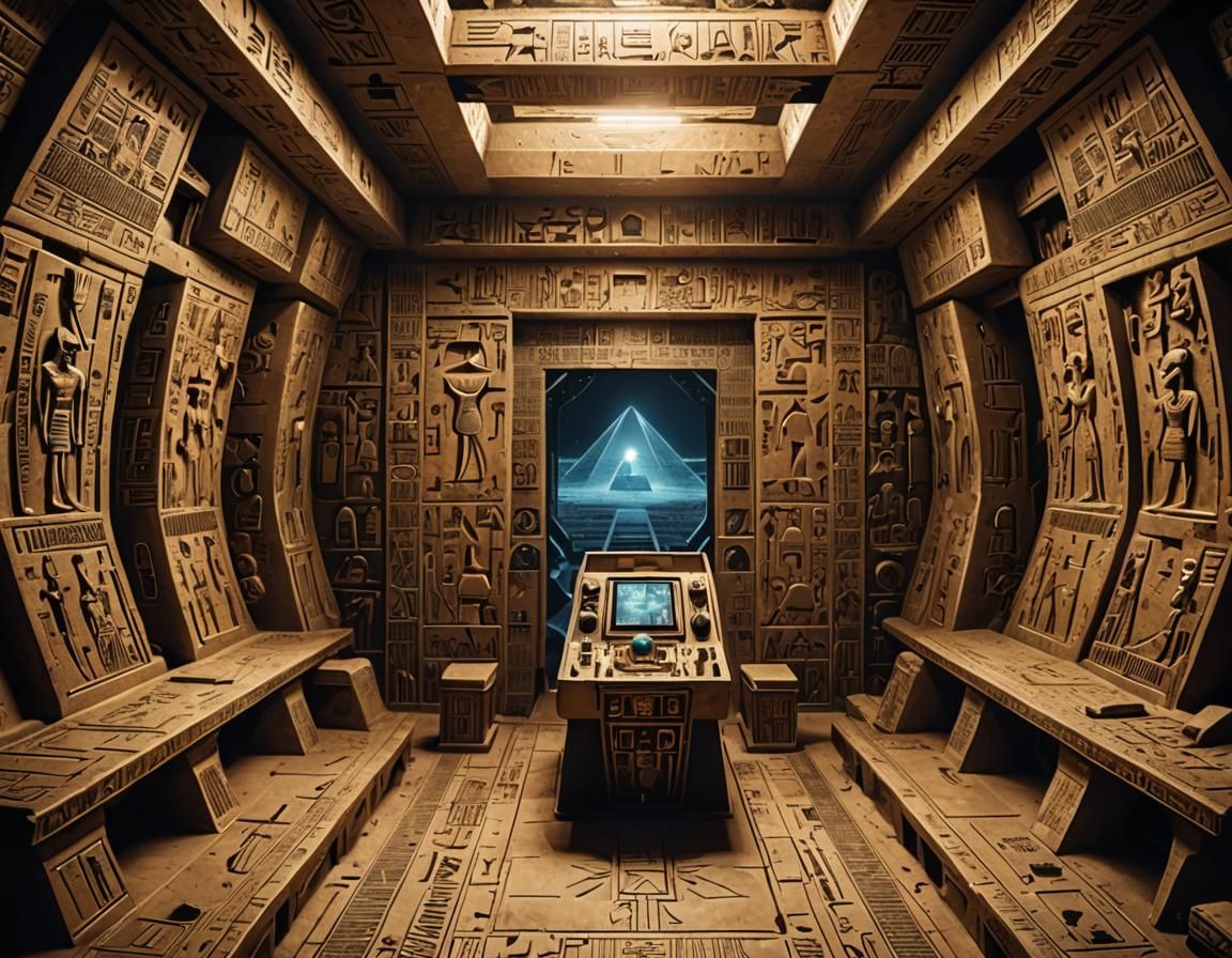 Inside an Ancient Egyptian Pyramid Spaceship cockpit. - AI Generated ...