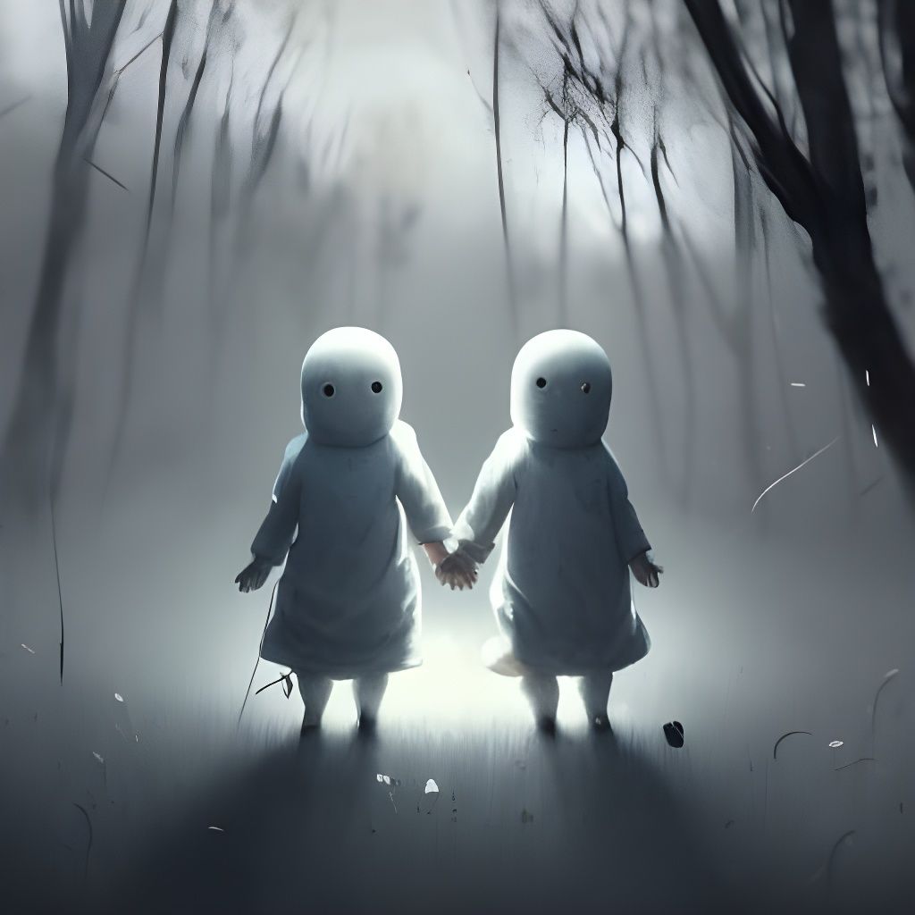 Two little white ghosts - AI Generated Artwork - NightCafe Creator
