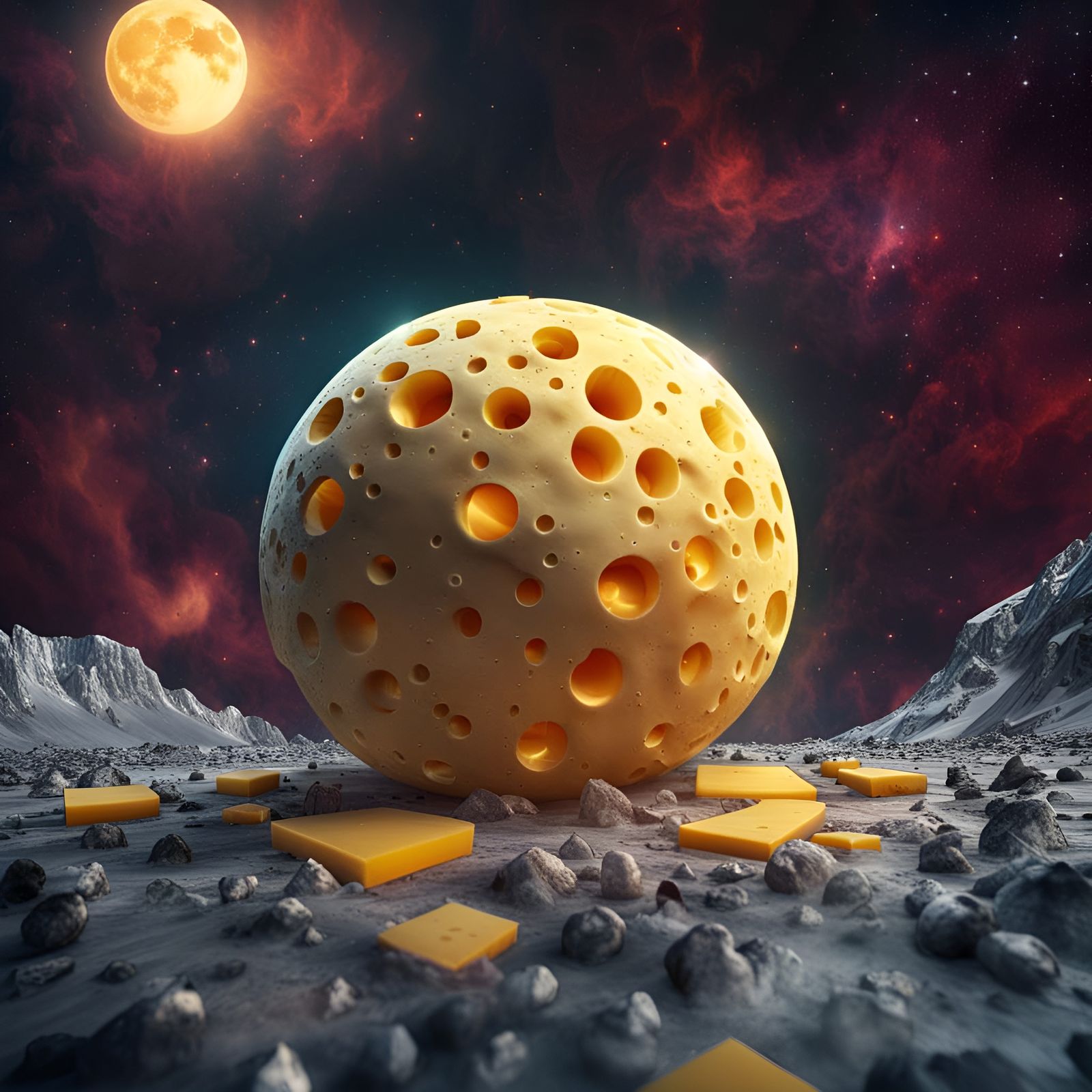THE MOONS CHEESE! - AI Generated Artwork - NightCafe Creator