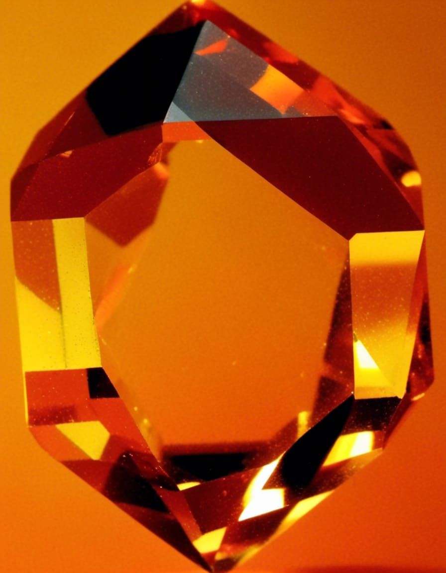 Orange Gem - Surreal Crystal in Glass Art Style