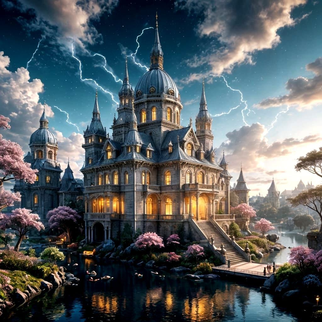 Aether electricity generator - Surreal Baroque Mansion Illum...