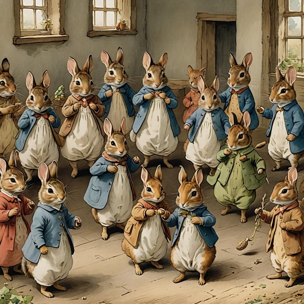 The Dance Class in the style of Beatrix Potter 3 - AI Generated Artwork ...