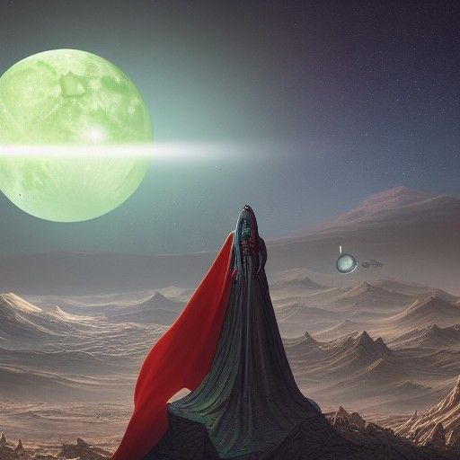 Empress of Mars, smiling as she looks out over a moon lit Martian ...