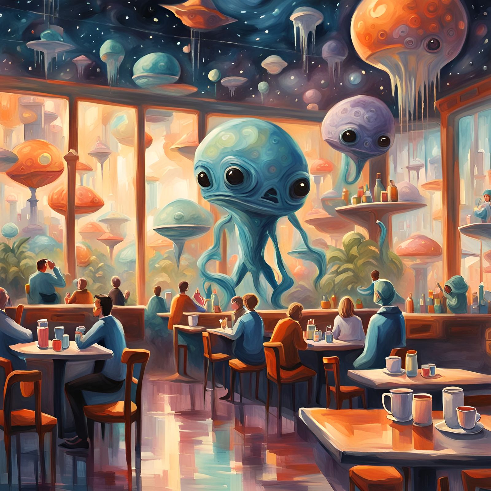 Alien Cafe - AI Generated Artwork - NightCafe Creator