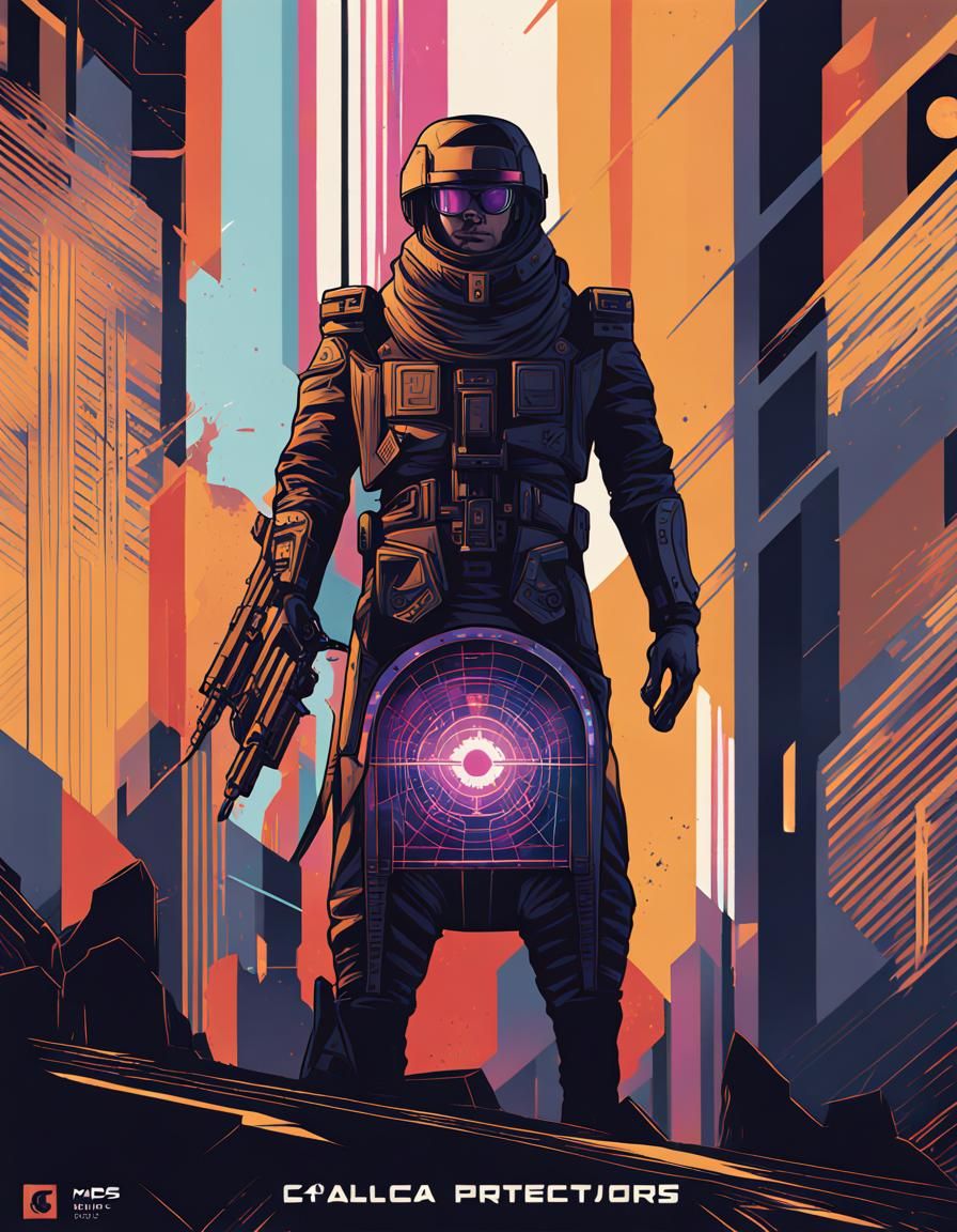 Cyberpunk Security Forces Poster. Retro 80s. - AI Generated Artwork ...