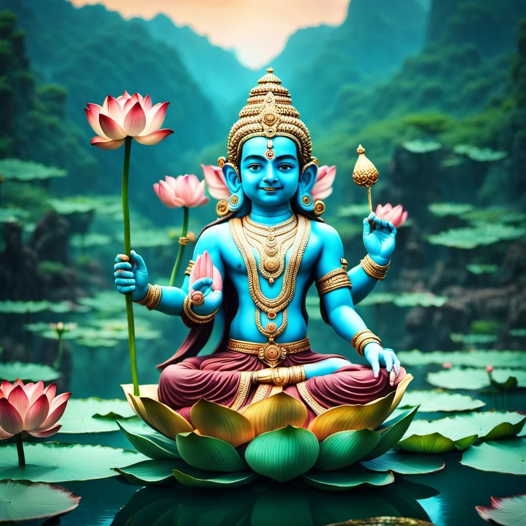 God Vishnu Hindu God of preserver Vishnu. @AloneMARLA - AI Generated ...