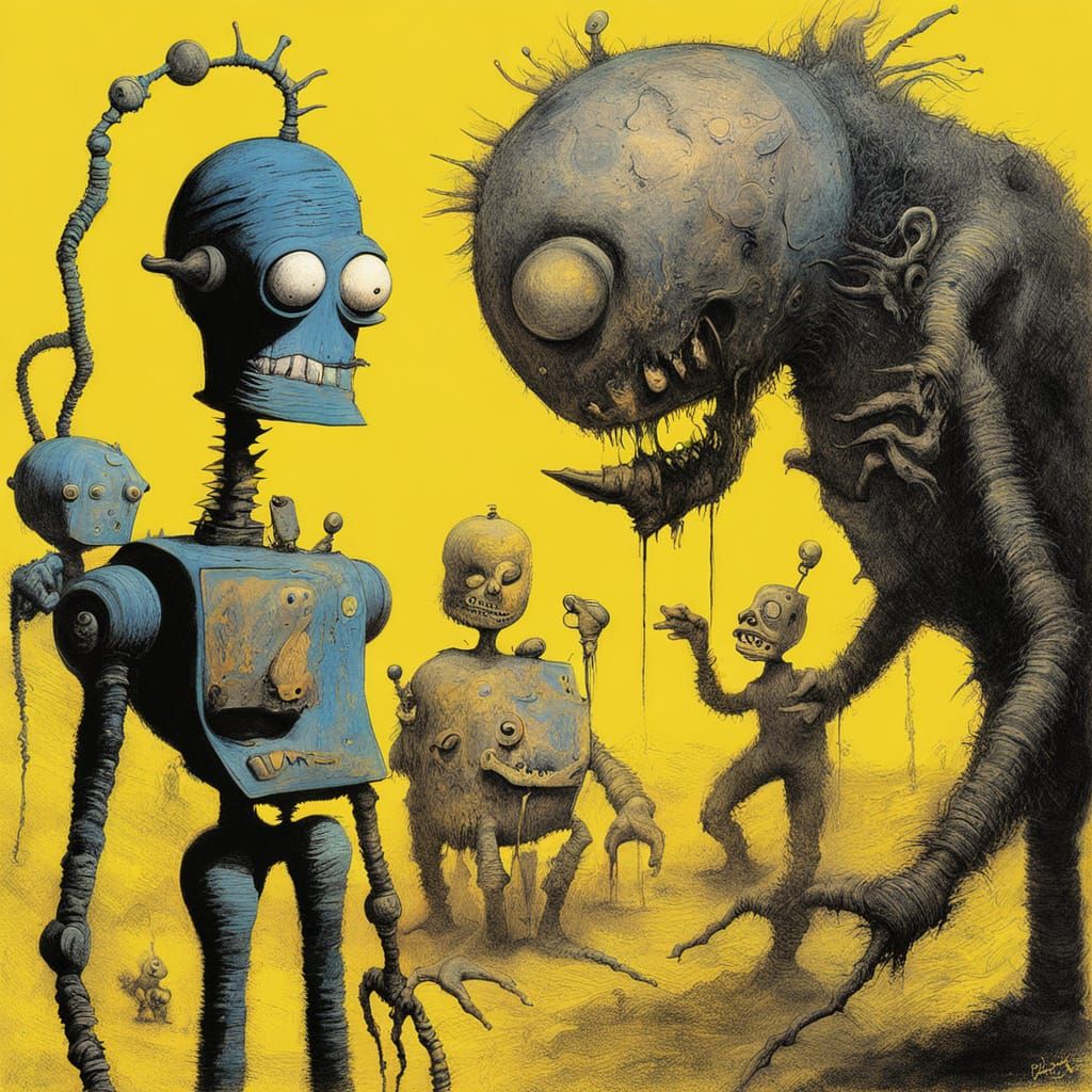 Robot Nightmare in a Surrealist Dreamscape - AI Art