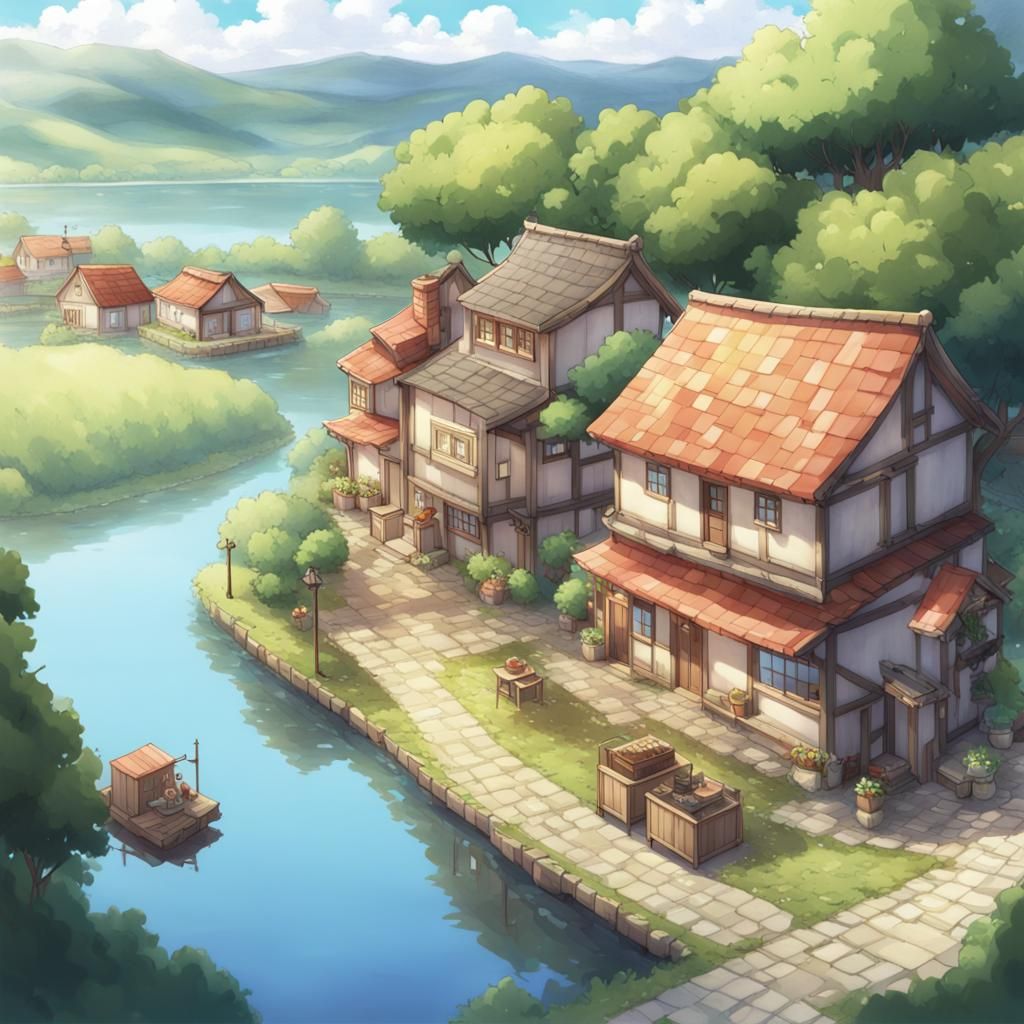 Cozy Little Town - AI Generated Artwork - NightCafe Creator