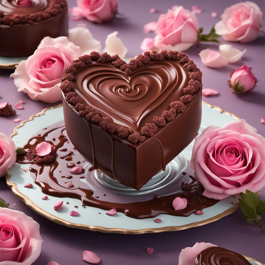 "chocolade" ,hart met pastel kleurige kleuren rozen magisch sprookjesachtig nog nooit vertoont ...