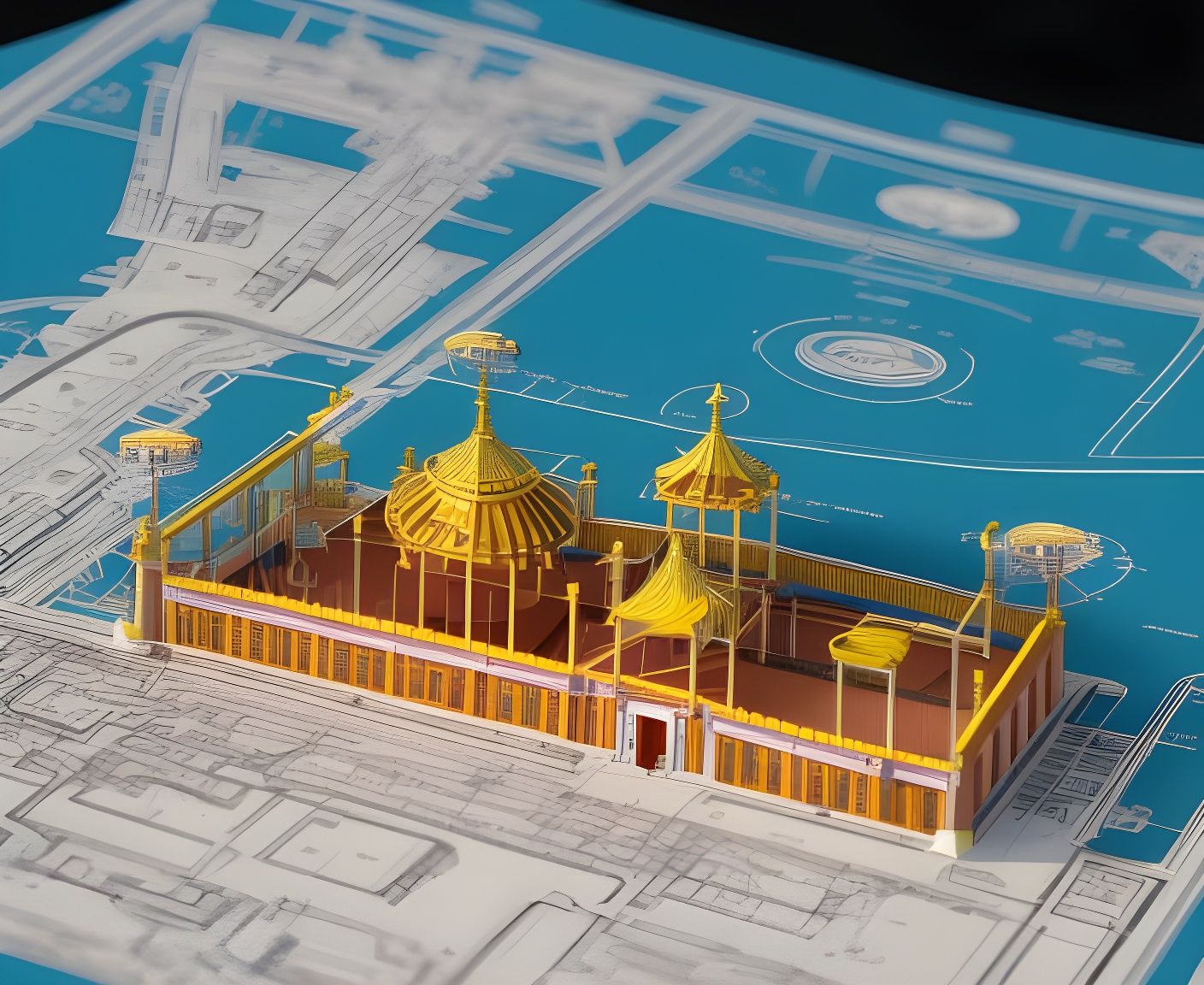 Blueprint of an amusement park with 3d models - AI Generated Artwork ...