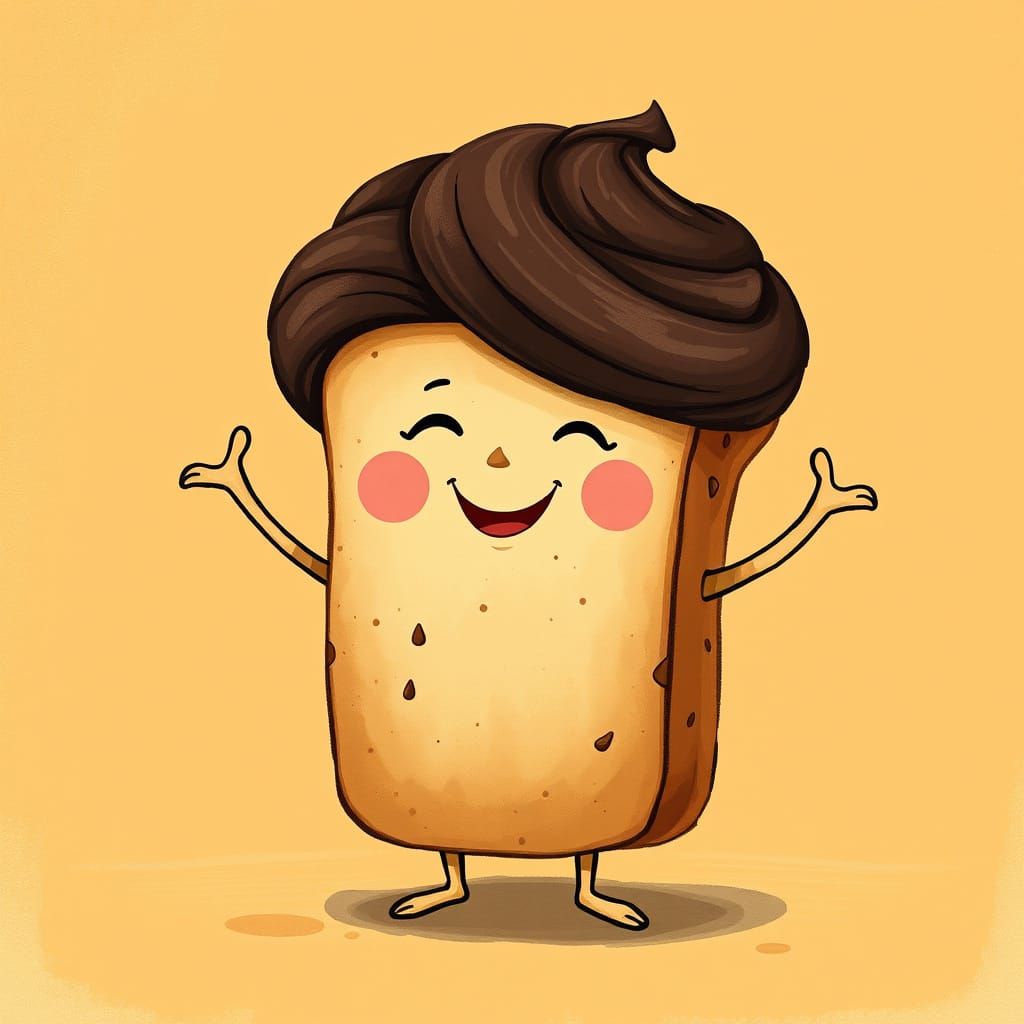 Whimsical Bread Character with Chocolate Hair in a... - AI Art