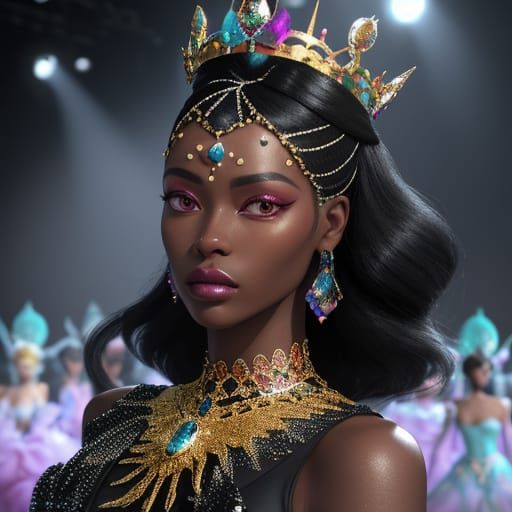 Glamorous Runway Models Strut Down Catwalk in Vibr... - AI Art