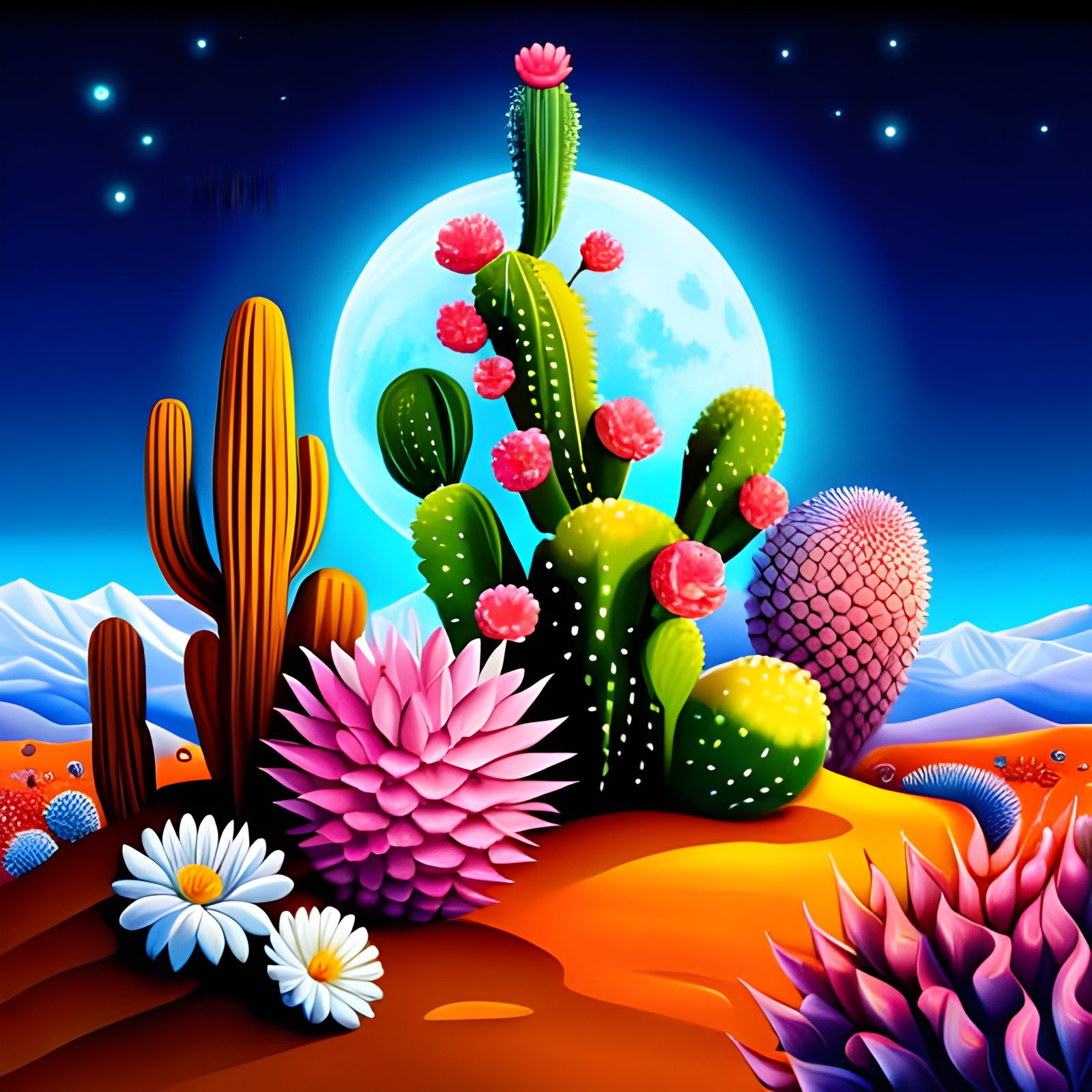 Dali Desert Moonscape - AI Generated Artwork - NightCafe Creator