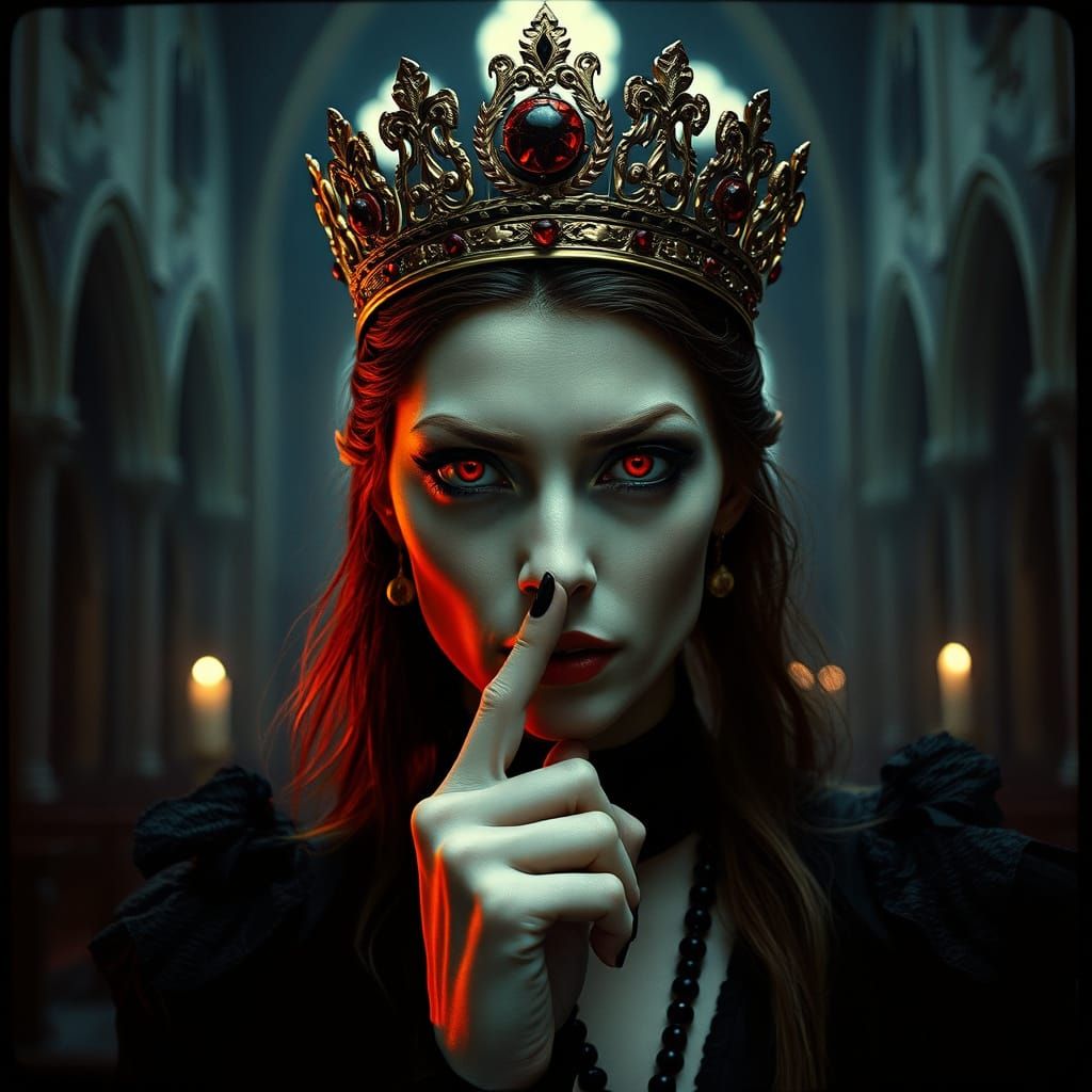 Ethereal Vampire Queen with Ancient Beauty and Pie... - AI Art