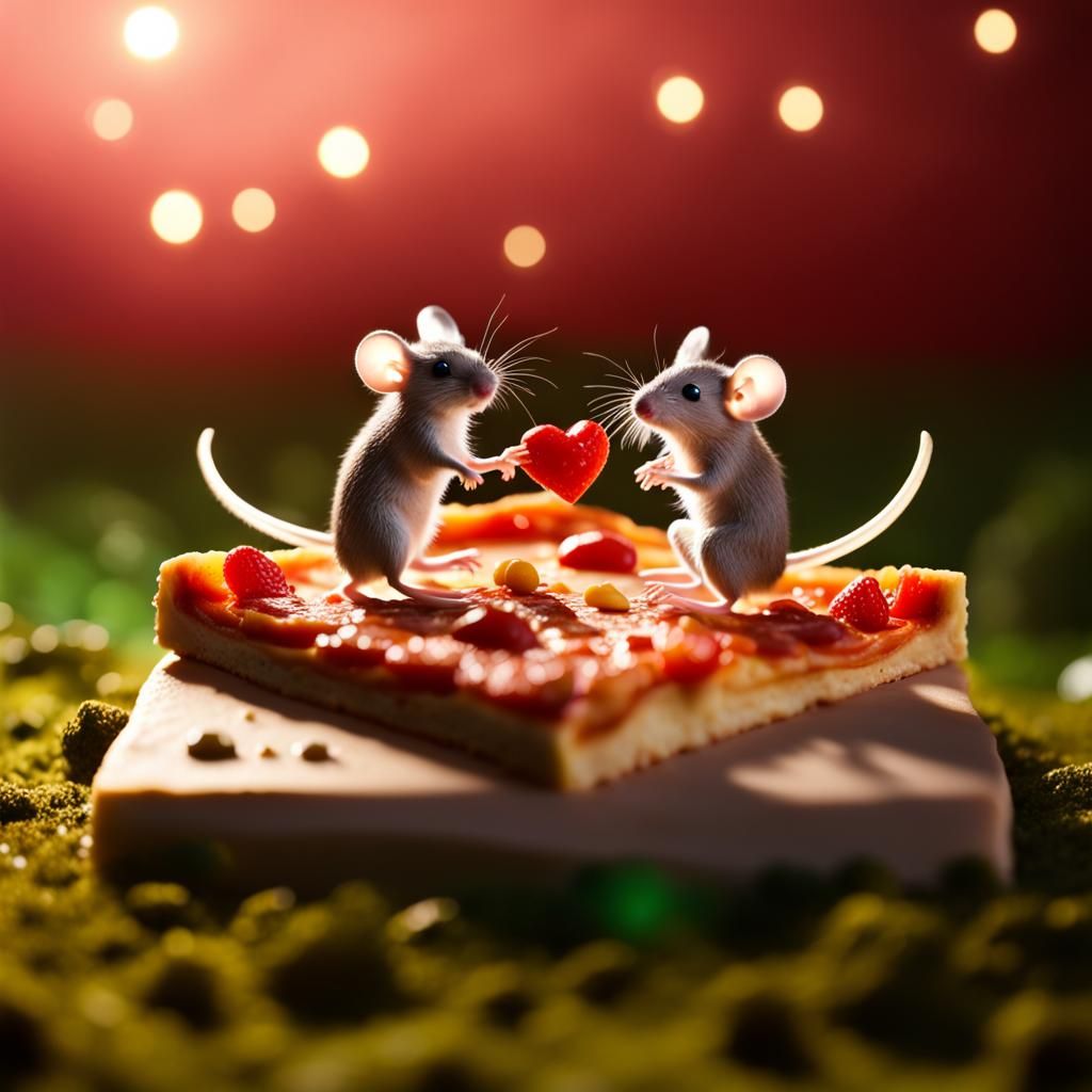 Photograph, Macro, mice love to eat square pizza on the moon surface ...