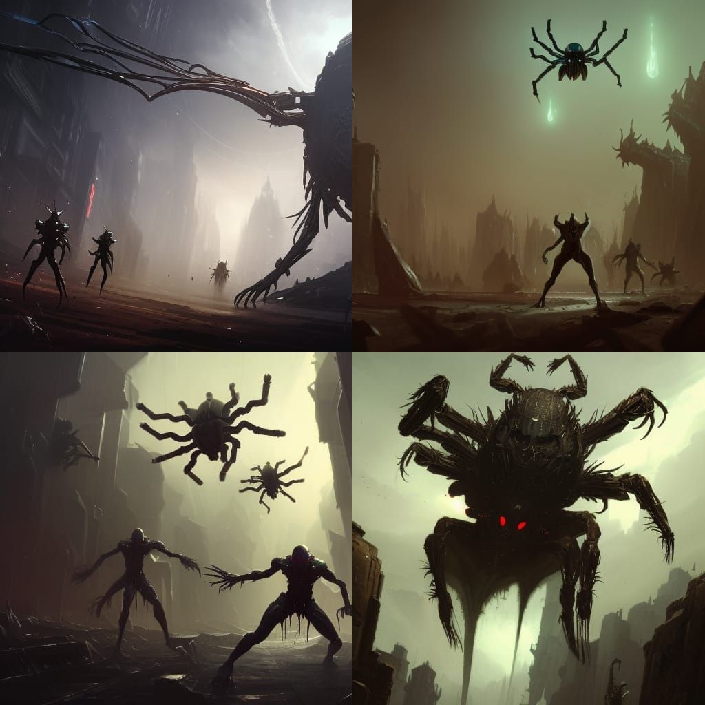 spider humanoid aliens with blades for arms - AI Generated Artwork ...