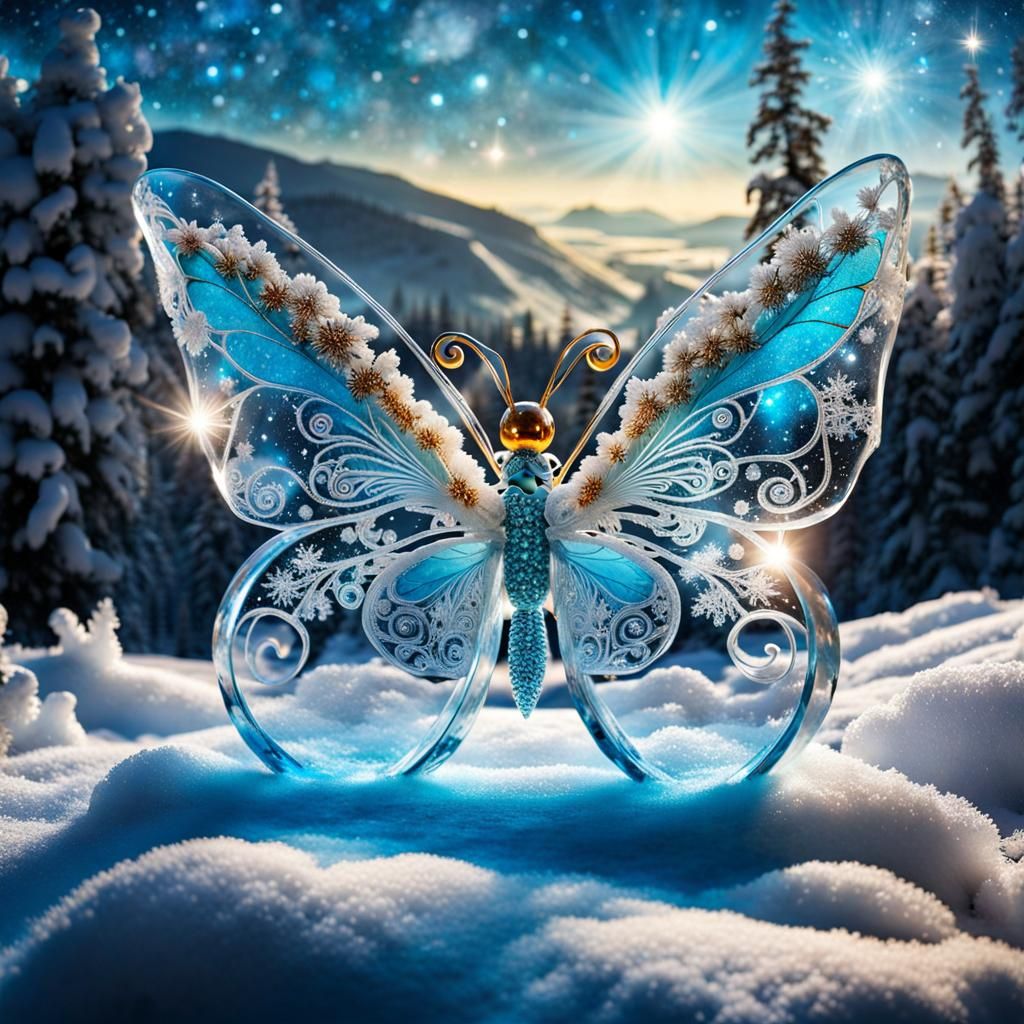 Butterfly ice sculpture - AI Generated Artwork - NightCafe Creator