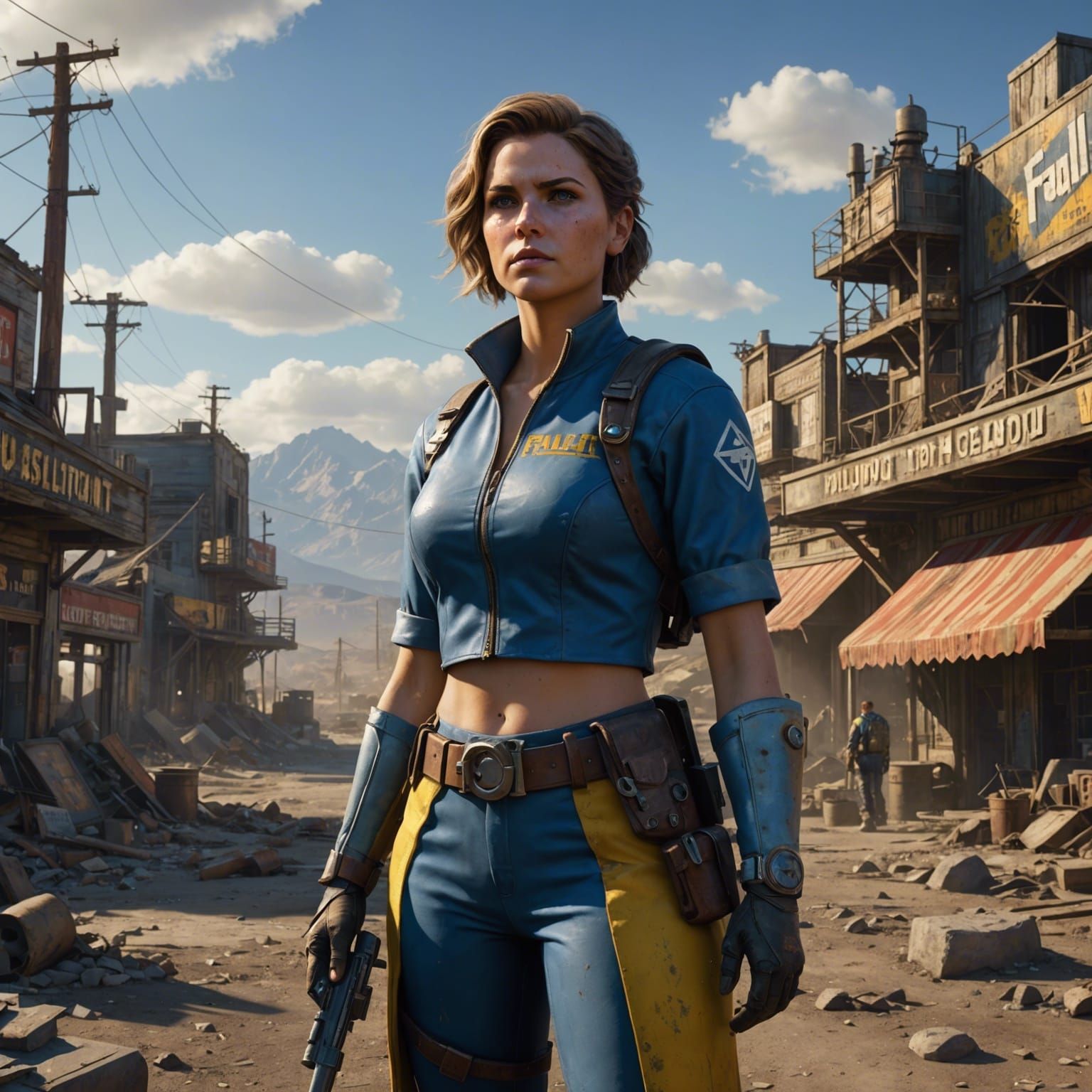 super attractive fallout vault girl in a wasteland town looking for ...