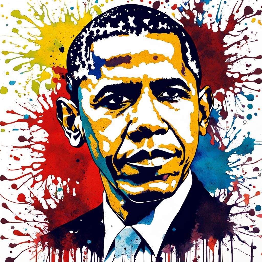 Barack Obama (Ink Splatter Style) - AI Generated Artwork - NightCafe ...