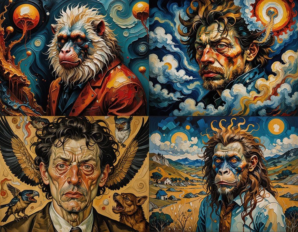 Surrealistic Oil Painting of Hybrid Creatures in E... - AI Art