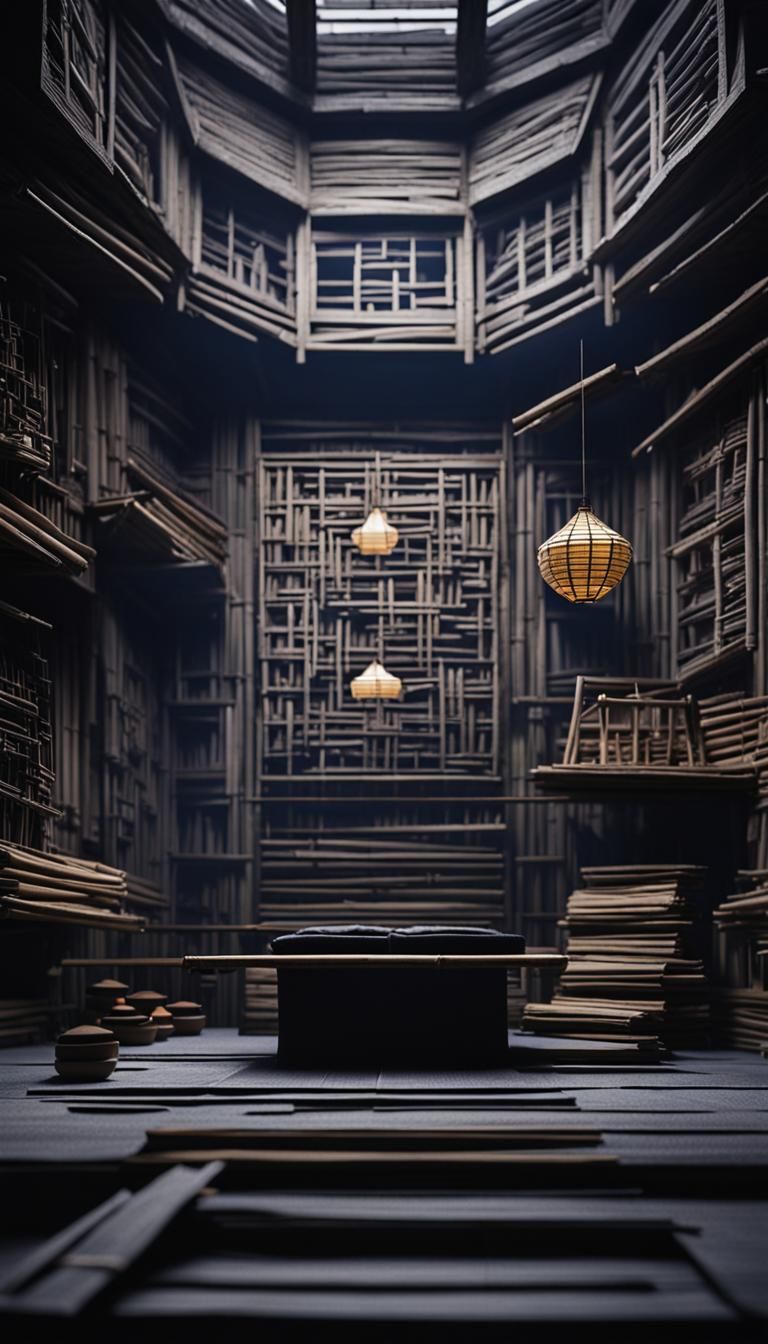 Interior design view. pre-production stills. Origami papyrus. rice ...