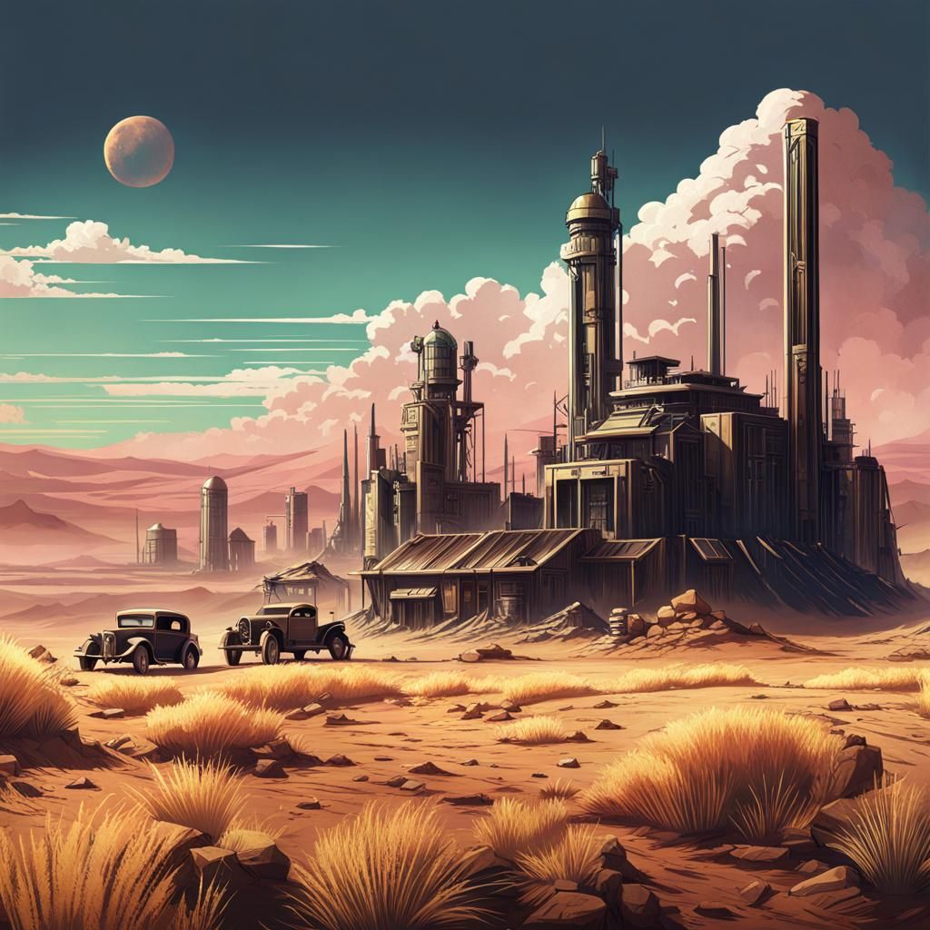 Desolate wasteland art deco key visual - AI Generated Artwork ...