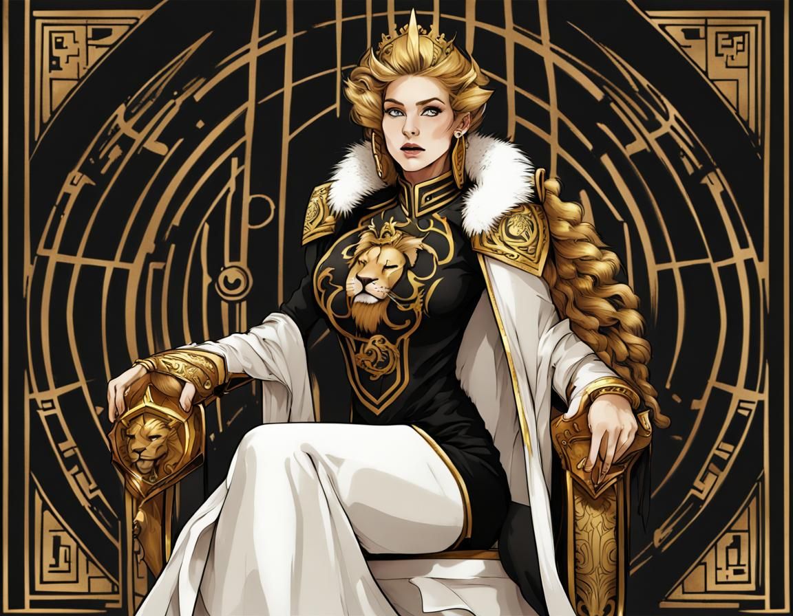grand empress black and gold lioness - AI Generated Artwork - NightCafe ...