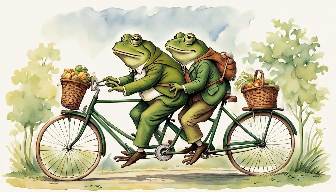 Frog and Toad Riding a Tandem Bike - AI Generated Artwork - NightCafe ...