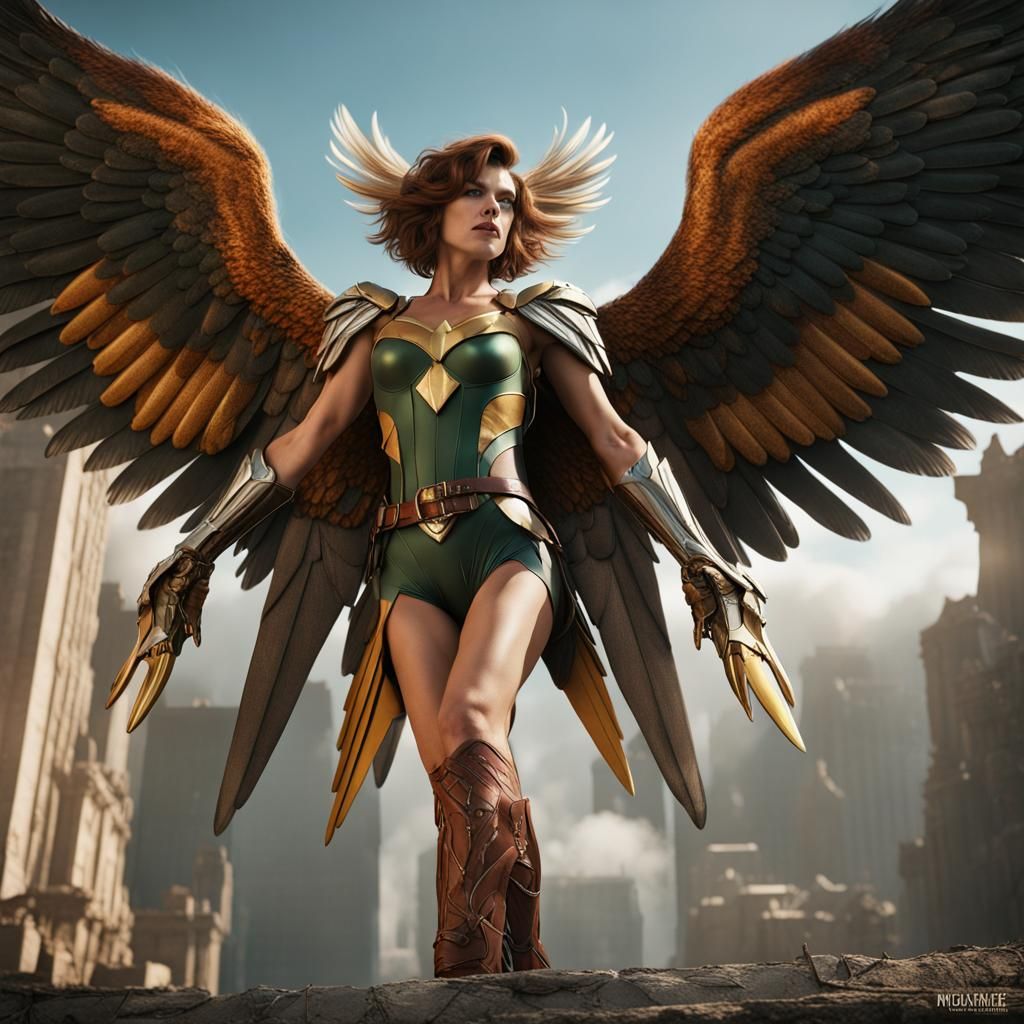 Milla Jovovich as Hawkgirl - AI Generated Artwork - NightCafe Creator